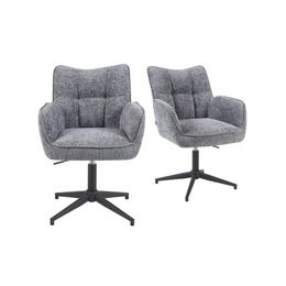 DUBI Möbel 2er-Set: Bürostuhl Mika-Daan in Grau - (B)59 x (H)81 x (T)66 cm | Gr.: onesize