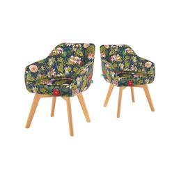 DUBI Möbel 2er-Set: Drehstuhl Mika-Finn in Blumen - (B)60 x (H)82 x (T)61 cm | Gr.: onesize