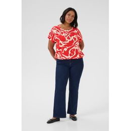 Kaffe curve Kurzarm-Bluse KCmaren Regular fit in True Red/Nature Graphic | Gr.: 52