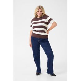 Kaffe curve Strickpullover KClizzy Regular fit in Fudge / Chalk Wide Stripe | Gr.: M