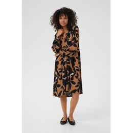 Kaffe Kleid KAlisette A-shape in Toasted Coconut/Black Flower | Gr.: 36