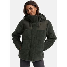 Winterjacke Marikoo "Kaguraa", Damen, Gr. L, grün (olive), Obermaterial: 100% Polyester; Innenseite: 100% Polyester; Futter: 100% Polyester; Wattierung: 100% Polyester, Jacken Winterjacke, warme Teddyfell Sherpa Jacke
