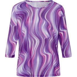 CR&Eacute;ATION L Damen Langarmshirt im Wellendessin lila-fuchsia-bedruckt Gr&ouml;&szlig;e 44
