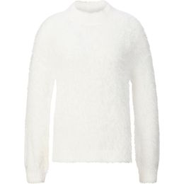 Damen Stehkragenpullover mit Flauschgarn ecru, Gr&ouml;&szlig;e 54