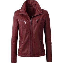 Damen Lederimitatjacke mit Zier-Steppung rot, Gr&ouml;&szlig;e 38