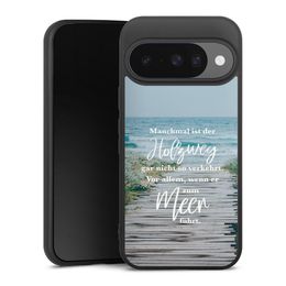 DeinDesign Google Pixel 10 Handy Premium Silikon H&uuml;lle Handyh&uuml;lle schwarz Case Statement Beach Spruch Silikon Premium Case