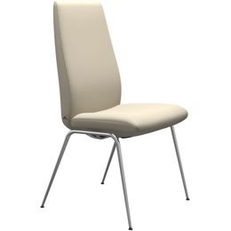 Polsterstuhl stressless "Laurel", beige (cream batick, chrom matt), B:57cm H:105cm T:60cm, Leder BATICK: BATICK ist ein leicht korrigiertes, durchgefärbtes und genarbtes Möbelleder, bei dem die meisten Unebenheiten und Spuren in der Regel entfernt wurden., Stühle, High Back, Größe L, mit Beinen aus Stahl in Chrom matt
