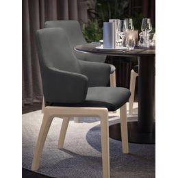 Polsterstuhl stressless "Laurel", grau (rock paloma, schwarz), B:58cm H:92cm T:59cm, Leder PALOMA: PALOMA ist ein durchgef&auml;rbtes Semianilin-M&ouml;belleder mit nat&uuml;rlicher Narbung., St&uuml;hle, Polsterstuhl, Low Back mit Armlehne, Gr&ouml;&szlig;e L, mit abgerundeten Beinen in Schwarz