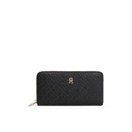 Clutch Tommy Hilfiger "LRG ZA MONO", Damen, Gr. B/H/T: 20cm x 10,5cm x 2,5cm, schwarz, Lederimitat, Taschen