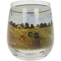 Windlicht Goebel "Windlicht Claude Monet- Mohnfeld", bunt, B:8,5cm H:10cm T:8,5cm, Glas, Kerzenhalter, Windlicht