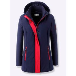 Langjacke Casual Looks, Damen, Gr. 38, blau (marine), 100% Polyester, Wattierung:100% Polyester, unifarben, Jacken Langjacke
