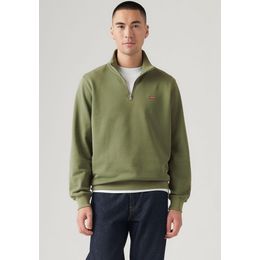 Levi's Sweatshirt LEVI'S "ORIGINAL HM 1/4 ZIP", Herren, Gr. M, moss olive, Sweatware, Obermaterial: 100% Baumwolle, bestickt, unifarben, regular fit hüftlang, Rundhals, Flachstrickbündchen, Sweatshirts Sweatshirt, mit Troyer-Kragen und Logo-Stickerei