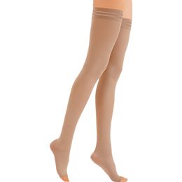 Damen Selbsthaftende St&uuml;tzstr&uuml;mpfe beige, Gr&ouml;&szlig;e 5