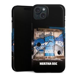 DeinDesign iPhone 15 Plus Handy Premium Case Smartphone Handyh&uuml;lle Schutzh&uuml;lle gl&auml;nzend Hertha Bsc Wall Official Licensed Product Premium Case