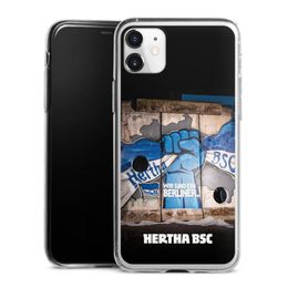DeinDesign iPhone 11 Handy Slim Case Silikon Handyh&uuml;lle transparent H&uuml;lle extra d&uuml;nn Hertha Bsc Wall Official Licensed Product Silikon Slim Case