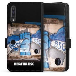 DeinDesign Galaxy A50 Handy Klapph&uuml;lle Handyh&uuml;lle aus Kunst Leder schwarz Flip Case Hertha Bsc Wall Official Licensed Product Sideflip mit Lasche