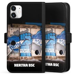 DeinDesign iPhone 11 Handy Klapph&uuml;lle Handyh&uuml;lle aus Kunst Leder schwarz Flip Case Hertha Bsc Wall Official Licensed Product Sideflip mit Lasche