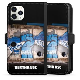 DeinDesign iPhone 11 Pro Handy Klapph&uuml;lle Handyh&uuml;lle aus Kunst Leder schwarz Flip Case Hertha Bsc Wall Official Licensed Product Sideflip mit Lasche