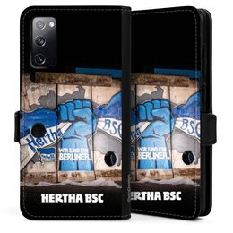 DeinDesign Galaxy S20 Handy Klapph&uuml;lle Handyh&uuml;lle aus Kunst Leder schwarz Flip Case Hertha Bsc Wall Official Licensed Product Sideflip mit Lasche