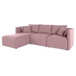 Ecksofa OTTO HOME "N&ouml;re L-Form", rosa (ros&eacute;), B:262cm H:74cm T:172cm, Samtoptik (100% Polyester);Struktur (100% Polypropylene);Webstoff (100% Polyester);Struktur fein (100% Polyester);Luxus-Microfaser Lederoptik (100% Polyester);Baumwoll-/Leinenmix (60% Baumwolle/40% Leinen), Sofas, Ecksofa, 3 Teile, in vielen Bezugsqualit&auml;ten und Farben. Modulteile s. "N&ouml;re"