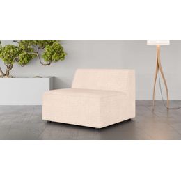Sessel OTTO HOME "Bequemer Sessel Cavan, Maße B/T/H: 90/90/72 cm", beige (hellbeige), B:90cm H:72cm T:90cm, 100% Polyester, Sessel, ohne Armlehne, mit Wellenunterfederung, auch in Bouclé