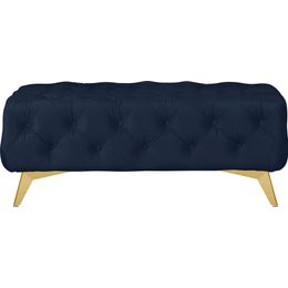 Polsterhocker Home Affaire "Amaury", blau, B:120cm H:45cm T:80cm, Struktur (100% Polyester);Samtoptik (100% Polyester), Hocker, Polsterhocker, Chesterfield-Optik, Breite 120cm, Fu&szlig;farbe w&auml;hlbar
