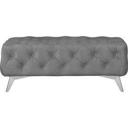 Polsterhocker Home Affaire "Amaury", grau, B:120cm H:45cm T:80cm, Struktur (100% Polyester);Samtoptik (100% Polyester), Hocker, Polsterhocker, Chesterfield-Optik, Breite 120cm, Fu&szlig;farbe w&auml;hlbar