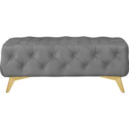 Polsterhocker Home Affaire "Amaury", grau, B:120cm H:45cm T:80cm, Struktur (100% Polyester);Samtoptik (100% Polyester), Hocker, Polsterhocker, Chesterfield-Optik, Breite 120cm, Fu&szlig;farbe w&auml;hlbar