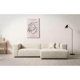 Ecksofa Home Affaire "BAKELS, L-Form in Cord oder Boucle-Stoff, moderne Couch", beige (hellbeige), B:267cm H:66cm T:163cm, Sofas, Ecksofa, wahlweise Recamiere rechts/links, bequemer Sitzkomfort