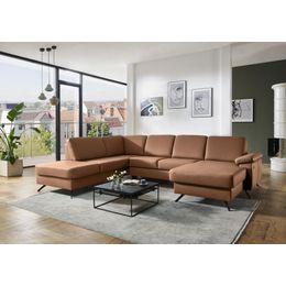 Wohnlandschaft DIE PLANBAR, B:309cm H:88cm T:235cmparkett, Sofas, "PN-EM15047 U-Form, ohne Kopfstützen", Echtleder, wahlweise mit Bettfunktion u.