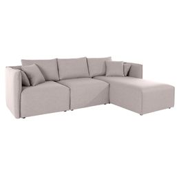 Ecksofa OTTO HOME "N&ouml;re L-Form", grau (hellgrau), B:262cm H:74cm T:172cm, Samtoptik (100% Polyester);Struktur (100% Polypropylene);Webstoff (100% Polyester);Struktur fein (100% Polyester);Luxus-Microfaser Lederoptik (100% Polyester);Baumwoll-/Leinenmix (60% Baumwolle/40% Leinen), Sofas, Ecksofa, 3 Teile, in vielen Bezugsqualit&auml;ten und Farben. Modulteile s. "N&ouml;re"