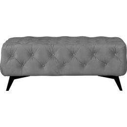 Polsterhocker Home Affaire "Amaury", grau, B:120cm H:45cm T:80cm, Struktur (100% Polyester);Samtoptik (100% Polyester), Hocker, Polsterhocker, Chesterfield-Optik, Breite 120cm, Fu&szlig;farbe w&auml;hlbar