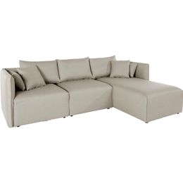 Ecksofa OTTO HOME "N&ouml;re L-Form", beige, B:262cm H:74cm T:172cm, Samtoptik (100% Polyester);Struktur (100% Polypropylene);Webstoff (100% Polyester);Struktur fein (100% Polyester);Luxus-Microfaser Lederoptik (100% Polyester);Baumwoll-/Leinenmix (60% Baumwolle/40% Leinen), Sofas, Ecksofa, 3 Teile, in vielen Bezugsqualit&auml;ten und Farben. Modulteile s. "N&ouml;re"