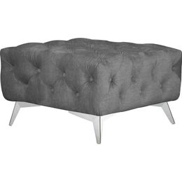 Polsterhocker Home Affaire "Glynis", grau (hellgrau), B:80cm H:45cm T:80cm, Struktur (100% Polyester);Samtoptik (100% Polyester), Hocker, Polsterhocker, aufw&auml;ndige Knopfheftung, moderne Chesterfield Optik, Fu&szlig;farbe w&auml;hlbar