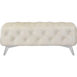 Polsterhocker Home Affaire "Amaury", beige, B:120cm H:45cm T:80cm, Struktur (100% Polyester);Samtoptik (100% Polyester), Hocker, Polsterhocker, Chesterfield-Optik, Breite 120cm, Fu&szlig;farbe w&auml;hlbar
