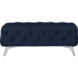 Polsterhocker Home Affaire "Amaury", blau, B:120cm H:45cm T:80cm, Struktur (100% Polyester);Samtoptik (100% Polyester), Hocker, Polsterhocker, Chesterfield-Optik, Breite 120cm, Fu&szlig;farbe w&auml;hlbar