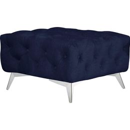 Polsterhocker Home Affaire "Glynis", blau (deep ocean), B:80cm H:45cm T:80cm, Struktur (100% Polyester);Samtoptik (100% Polyester), Hocker, Polsterhocker, aufw&auml;ndige Knopfheftung, moderne Chesterfield Optik, Fu&szlig;farbe w&auml;hlbar