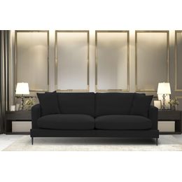 3-Sitzer Home Affaire "Cozy elegantes Designsofa, Ma&szlig;e B/T/H: 211/97/80 cm", schwarz, B:211cm H:80cm T:97cm, Samtoptik (100% Polyester);Struktur (100% Polyester), Sofas, mit losen Kissen und Metallbeinen