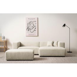 Polsterecke Home Affaire "BAKELS, Ecksofa-Set mit Hocker, L-Form mit Schlaffunktion", beige (hellbeige), B:267cm H:66cm T:163cm, Sofas, Ecksofa-Set (incl. Hocker) im trendigen Megacord