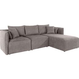 Ecksofa OTTO HOME "N&ouml;re L-Form", grau (hellgrau), B:262cm H:74cm T:172cm, Samtoptik (100% Polyester);Struktur (100% Polypropylene);Webstoff (100% Polyester);Struktur fein (100% Polyester);Luxus-Microfaser Lederoptik (100% Polyester);Baumwoll-/Leinenmix (60% Baumwolle/40% Leinen), Sofas, Ecksofa, 3 Teile, in vielen Bezugsqualit&auml;ten und Farben. Modulteile s. "N&ouml;re"
