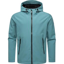 Softshelljacke Ragwear "Shellwie Warm", Herren, Gr. S (48), blau (ocean), Obermaterial: 92% Polyester, 8% Elasthan, Innenfutter: 100% Polyester, gerade hüftbedeckend, hoch geschlossener Ausschnitt, Ärmel ohne Ärmelschlitz elastischer Bund, Jacken, wasserdichte Herren Übergangsjacke mit großer Kapuze