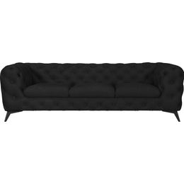 Chesterfield-Sofa Home Affaire "Glynis", grau (charcoal), B:243cm H:75cm T:99cm, Struktur (100% Polyester);Samtoptik (100% Polyester), Sofas, aufwändige Knopfheftung, moderne Chesterfield Optik, Fußfarbe wählbar
