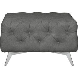 Polsterhocker Home Affaire "Amaury", grau, B:80cm H:45cm T:80cm, Struktur (100% Polyester);Samtoptik (100% Polyester), Hocker, Polsterhocker, Chesterfield-Optik, Breite 80cm, Fu&szlig;farbe w&auml;hlbar