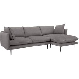 Ecksofa Home Affaire "Somba L-Form", grau (hellgrau), B:255cm H:88cm T:103cm, Struktur fein (100% Polyester);Filzoptik (100% Polester), Sofas, Ecksofa, mit dickem Keder, Ottomane wahlweise links oder rechts