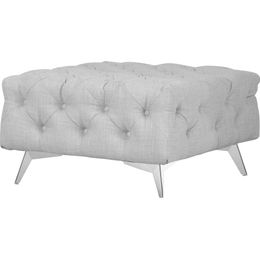 Polsterhocker Home Affaire "Glynis", grau, B:80cm H:45cm T:80cm, Struktur (100% Polyester);Samtoptik (100% Polyester), Hocker, Polsterhocker, aufw&auml;ndige Knopfheftung, moderne Chesterfield Optik, Fu&szlig;farbe w&auml;hlbar