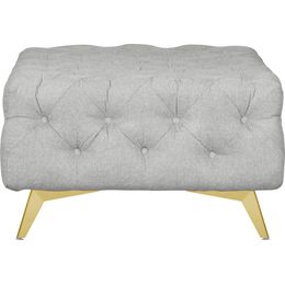 Polsterhocker Home Affaire "Amaury", silber, B:80cm H:45cm T:80cm, Struktur (100% Polyester);Samtoptik (100% Polyester), Hocker, Polsterhocker, Chesterfield-Optik, Breite 80cm, Fu&szlig;farbe w&auml;hlbar