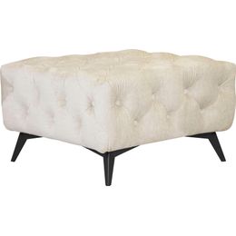 Polsterhocker Home Affaire "Glynis", beige, B:80cm H:45cm T:80cm, Struktur (100% Polyester);Samtoptik (100% Polyester), Hocker, Polsterhocker, aufw&auml;ndige Knopfheftung, moderne Chesterfield Optik, Fu&szlig;farbe w&auml;hlbar