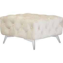 Polsterhocker Home Affaire "Glynis", beige, B:80cm H:45cm T:80cm, Struktur (100% Polyester);Samtoptik (100% Polyester), Hocker, Polsterhocker, aufw&auml;ndige Knopfheftung, moderne Chesterfield Optik, Fu&szlig;farbe w&auml;hlbar