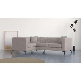 Ecksofa Home Affaire "MATTHEW L-Form ideal f&uuml;r kleine R&auml;ume, Ma&szlig;e B/T/H: 240/167/74 cm", grau (taupe), B:240cm H:74cm T:167cm, 100% Polyester, Sofas, Ecksofa, elegantes Designsofa, Steppung im R&uuml;cken, incl. Zierkissen