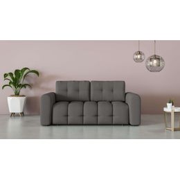 2-Sitzer OTTO HOME "Manilla, trendige Steppung, 2 R&uuml;ckenkissen, B/T/H 195/107/91 cm", grau (anthrazit), B:195cm H:91cm T:107cm, 100% Polyester, Sofas, mit Wellenunterfederung, in verschiedenen Materialien und Farben